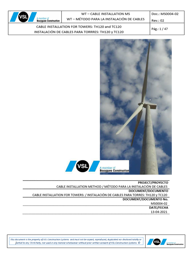 VSL Instalación de Cables para Torres TH120 y TC120N - Rev02 | PDF ...