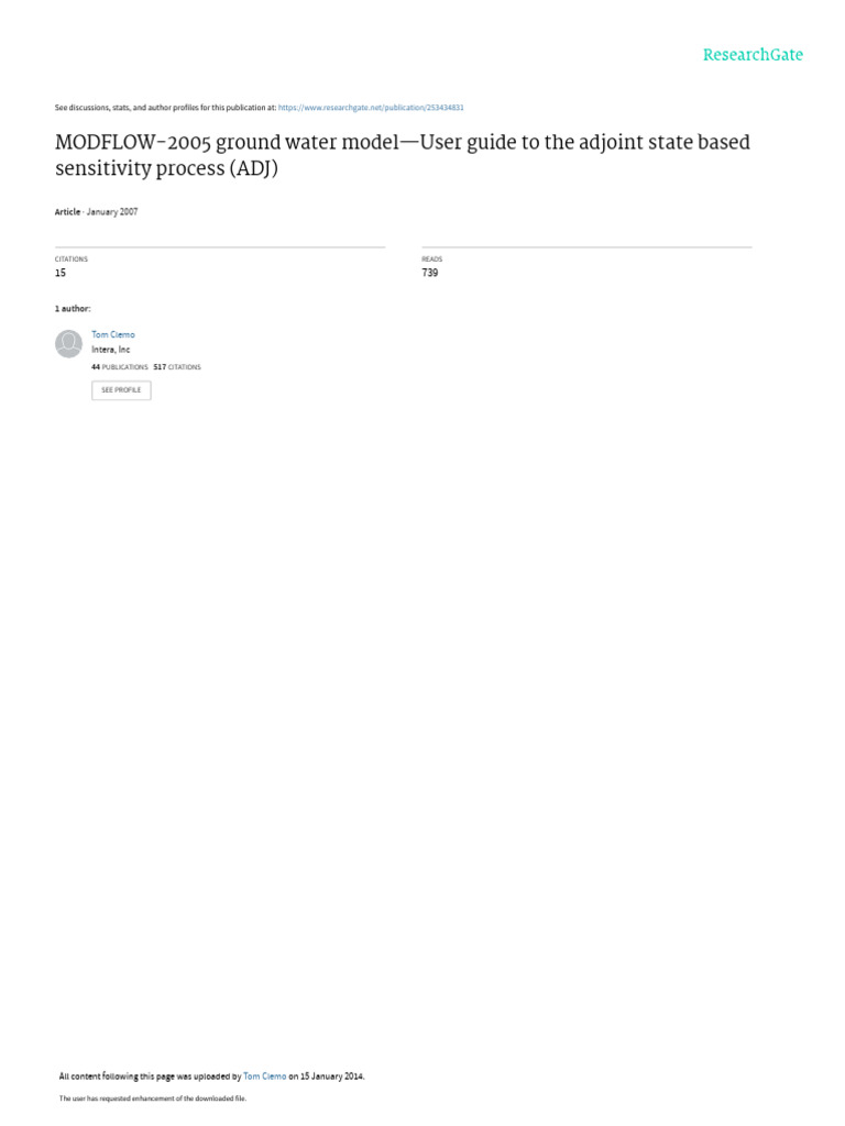 MODFLOW-2005 Groundwater Model - User Guide To The Adjoint State Based ...