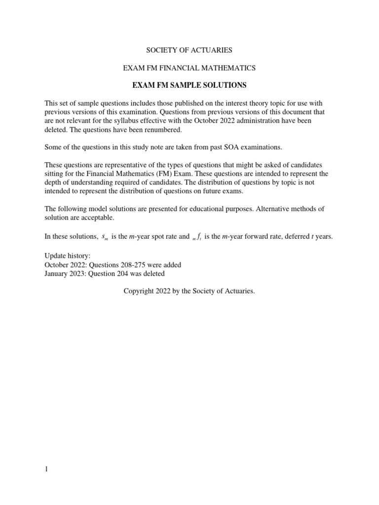 2018 10 Exam FM Sample Solutions | PDF | Bonds (Finance) | Yield (Finance)