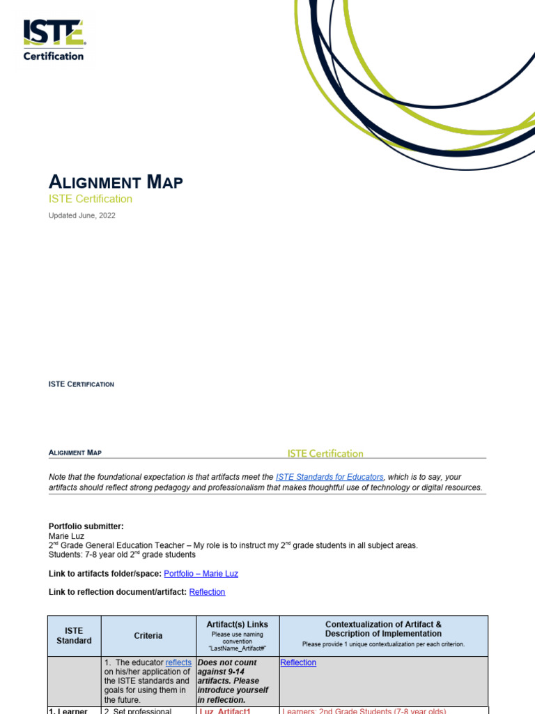 ISTE Certification Alignment Map | PDF | Learning | Teachers