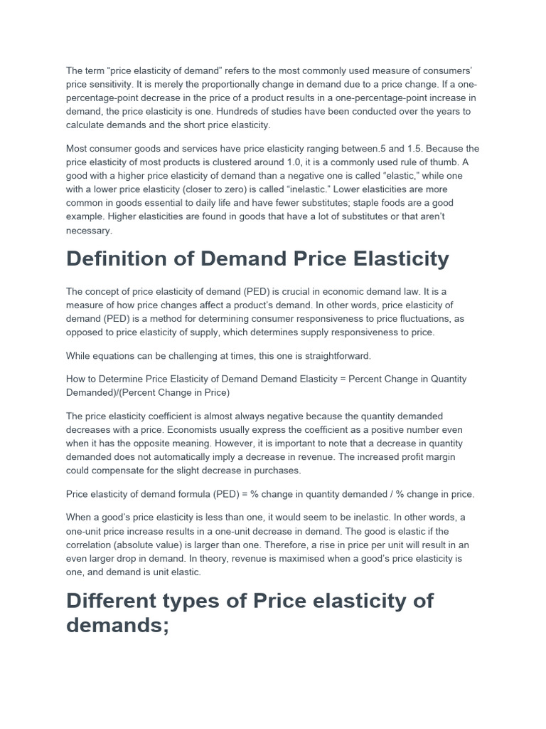 Eco Project | PDF | Price Elasticity Of Demand | Demand