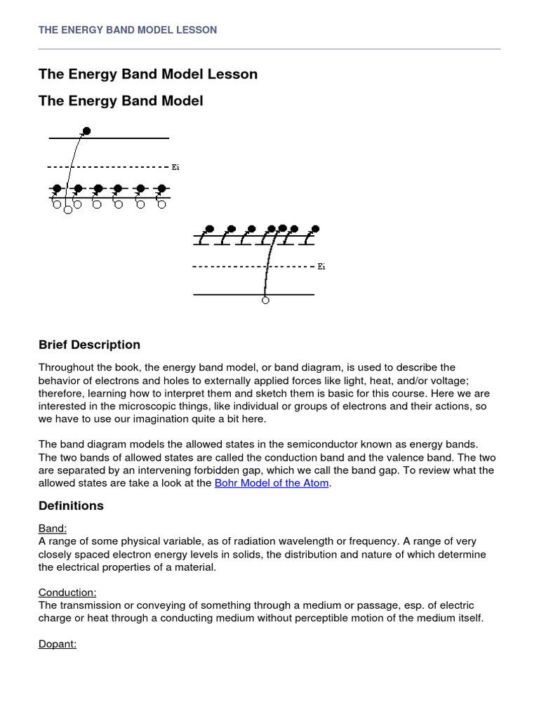 The Energy Band Model Lesson | PDF | Electrical Resistivity And ...