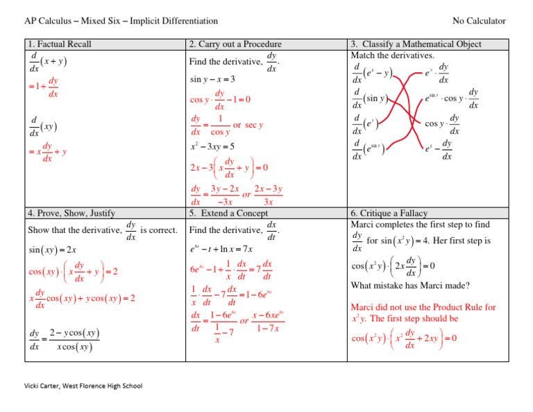 Implicit Differentiation Key | PDF | Derivative | Mathematical Objects