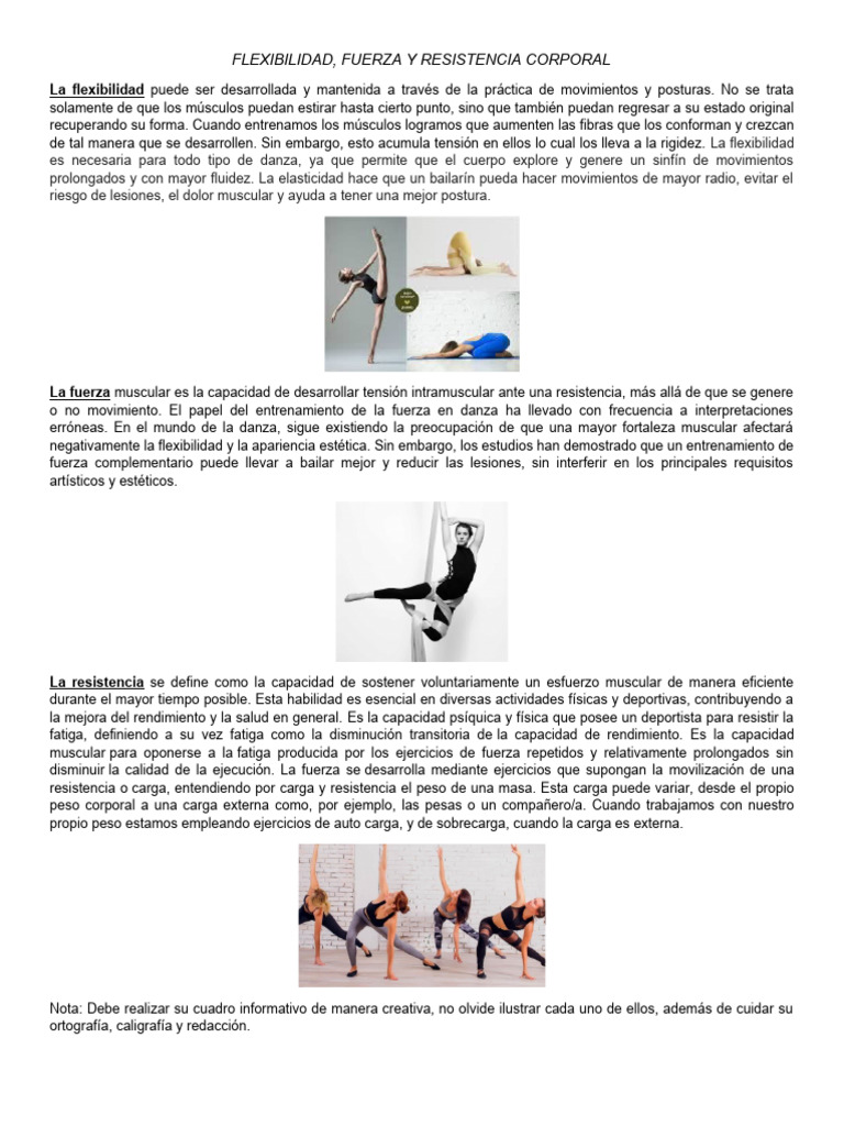 Flexibilidad, Fuerza y Resistencia en Danza | PDF | Flexibilidad (anatomía)