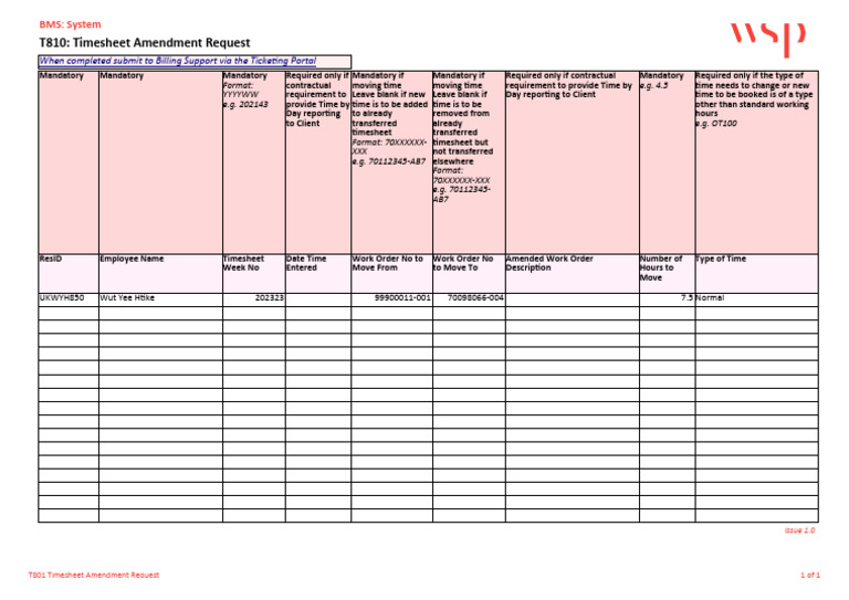 T810 - Timesheet Amendment Request | PDF