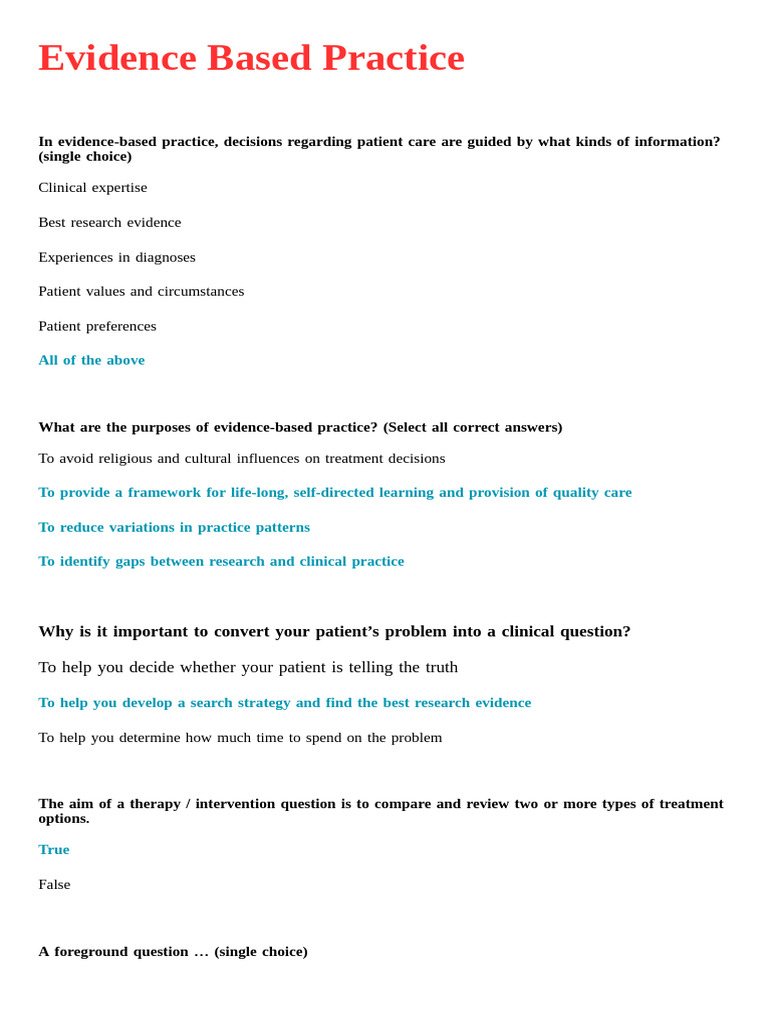 Evidence Based Practice | PDF | Evidence Based Medicine | Evidence Based Practice