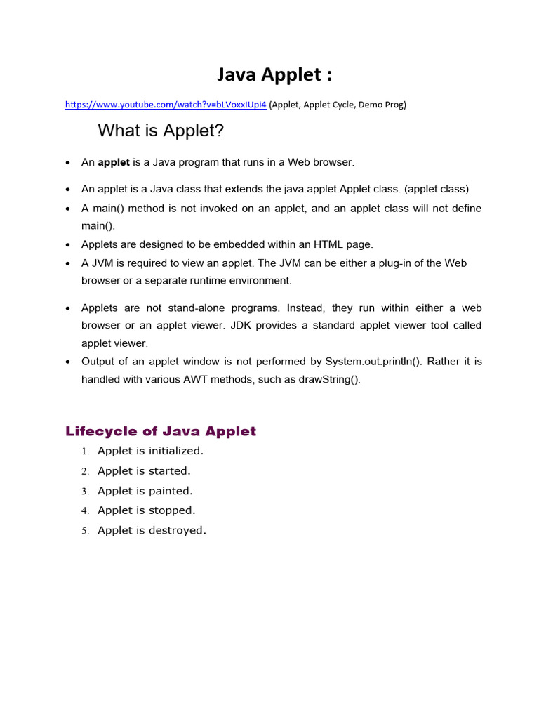 Applet | Download Free PDF | Java (Programming Language) | Computer Programming