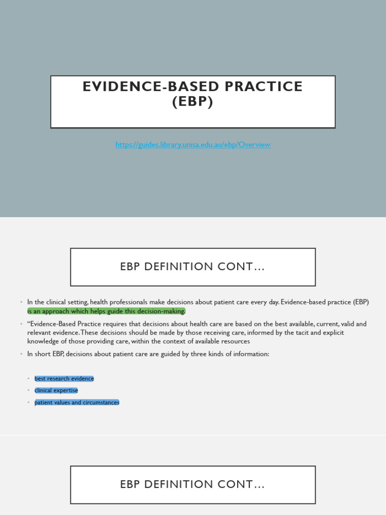 Evidence-based practice (EBP)- INTRODUCTION AND STEP 1 | PDF | Evidence ...
