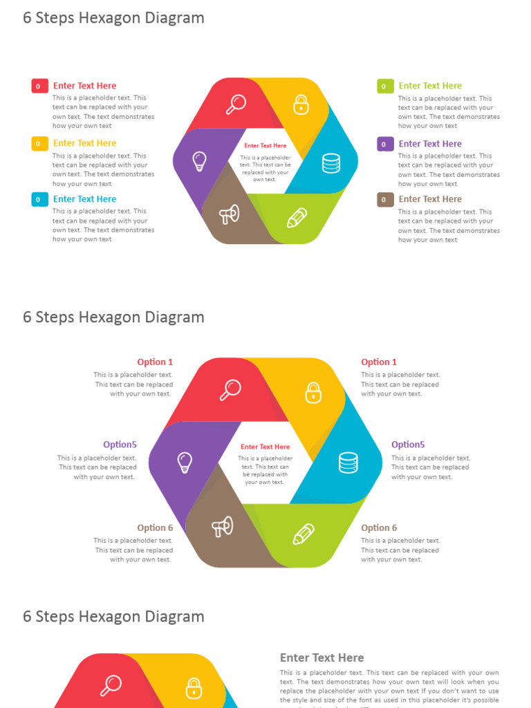 6 Steps Hexagon Diagram | PDF | Text | Typography