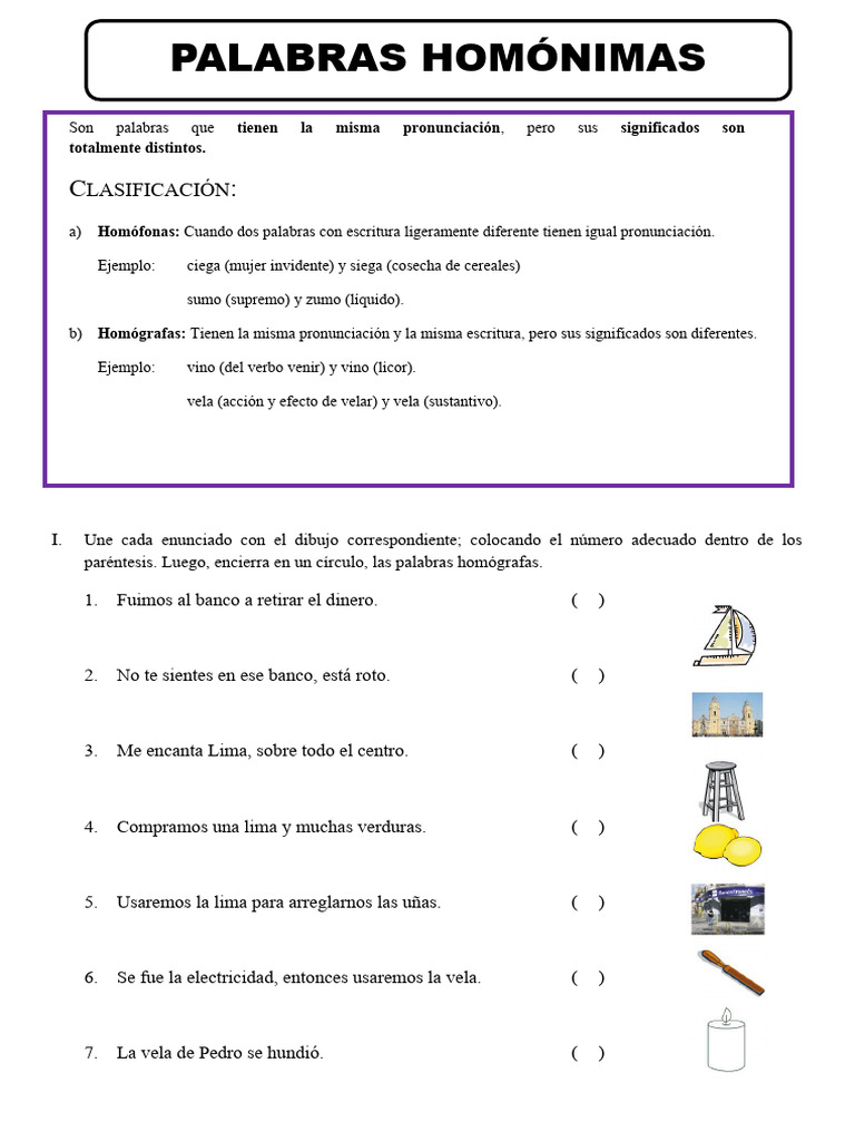 PALABRAS HOMÓNIMAS | PDF