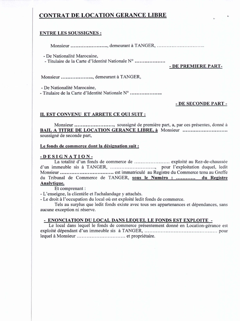 Contrat de Location Gerance Libre | PDF | Impôts | Assurance