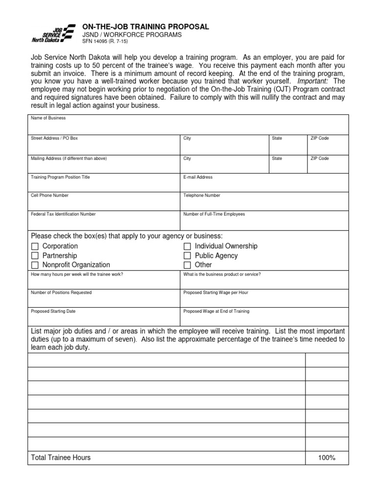 Employee Job Training Proposal | PDF | Employment | Employee Relations