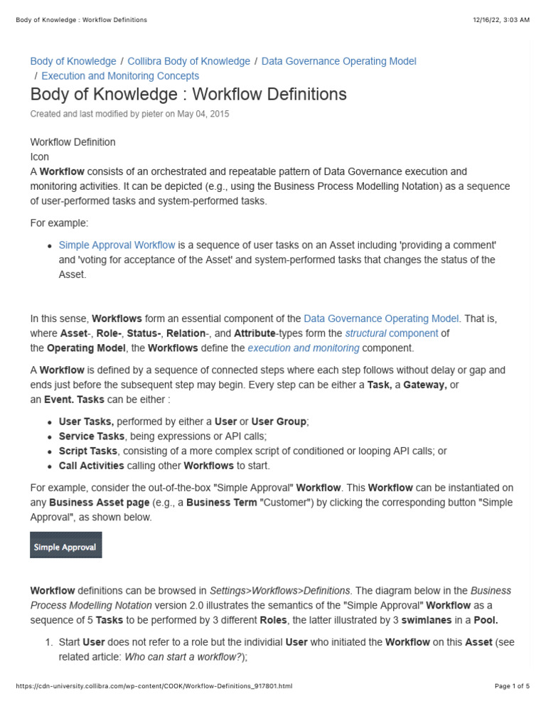 Body of Knowledge : Workflow Definitions | PDF | Workflow | Business Process