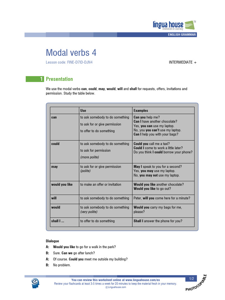 modal-verbs-4-requests-offers-permission-and-invitations | PDF | Linguistics