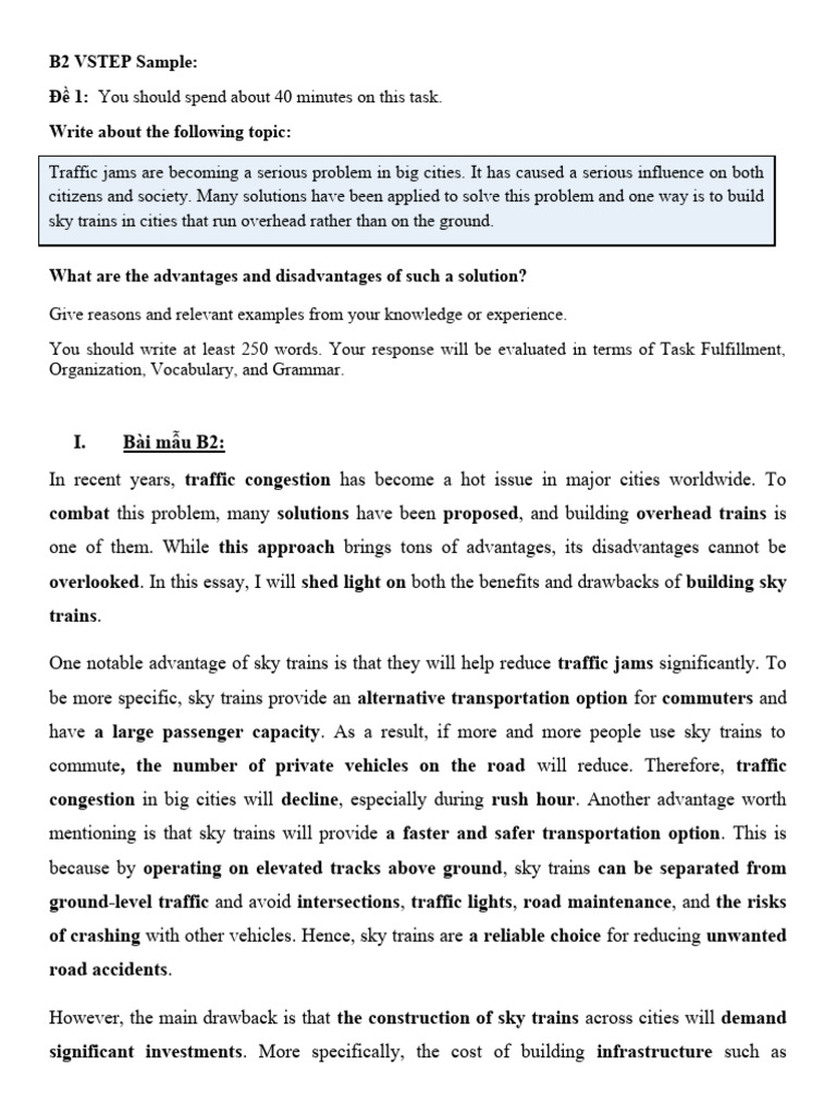 B2 VSTEP Ad Disad Đề 01 Sample | PDF | Train | Traffic