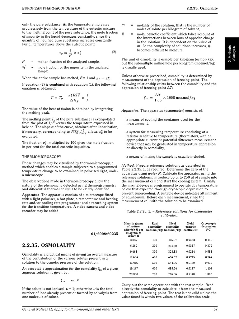 Osmolality Measurement in Solutions | PDF | Melting Point | Scientific ...