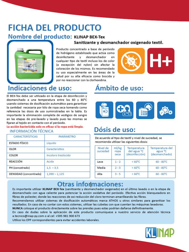 Ficha-BEXTex (v3) | PDF | Agua | Peróxido