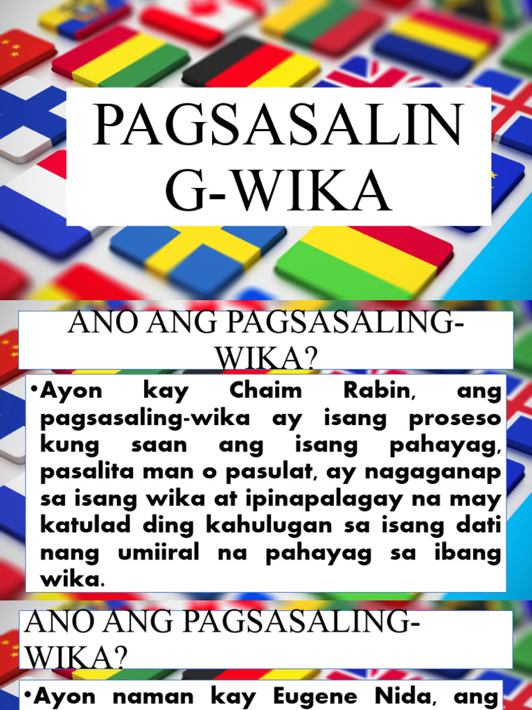 FILIPINO 10 - Pagsasaling - Wika | PDF