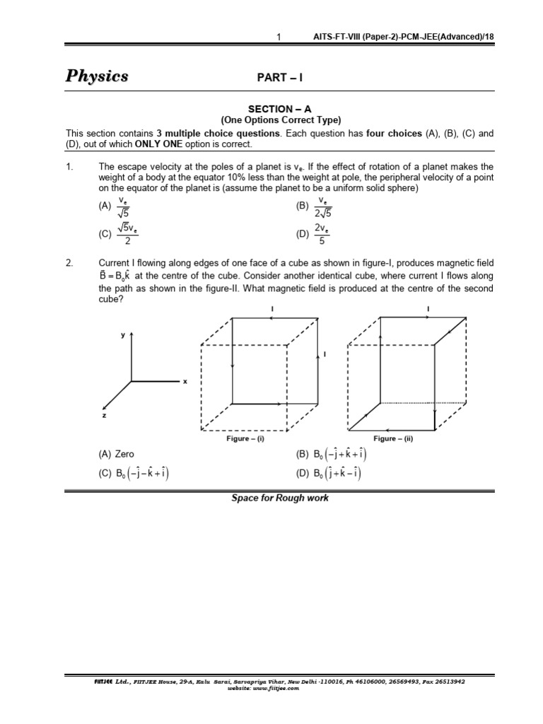 Jee Advanced Mock Test | PDF | Circle | Ellipse
