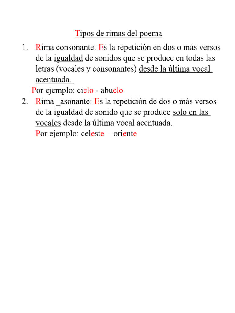 Tipos de Rimas Del Poema | PDF