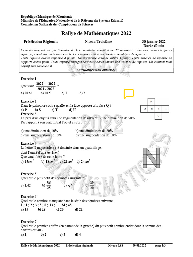 Sujets Et Corrigés Olymp Rally Math 2017 2022 | PDF | Triangle | Angle