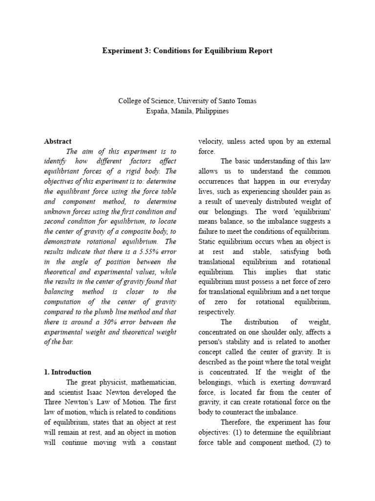 Physics Lab - Experiment 3 Written Report | PDF | Force | Weight