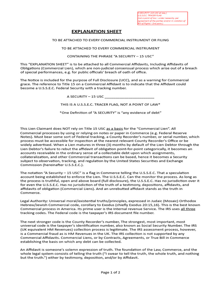 Explanation Sheet Tracer Flag 1 | PDF | Affidavit | Internal Revenue ...