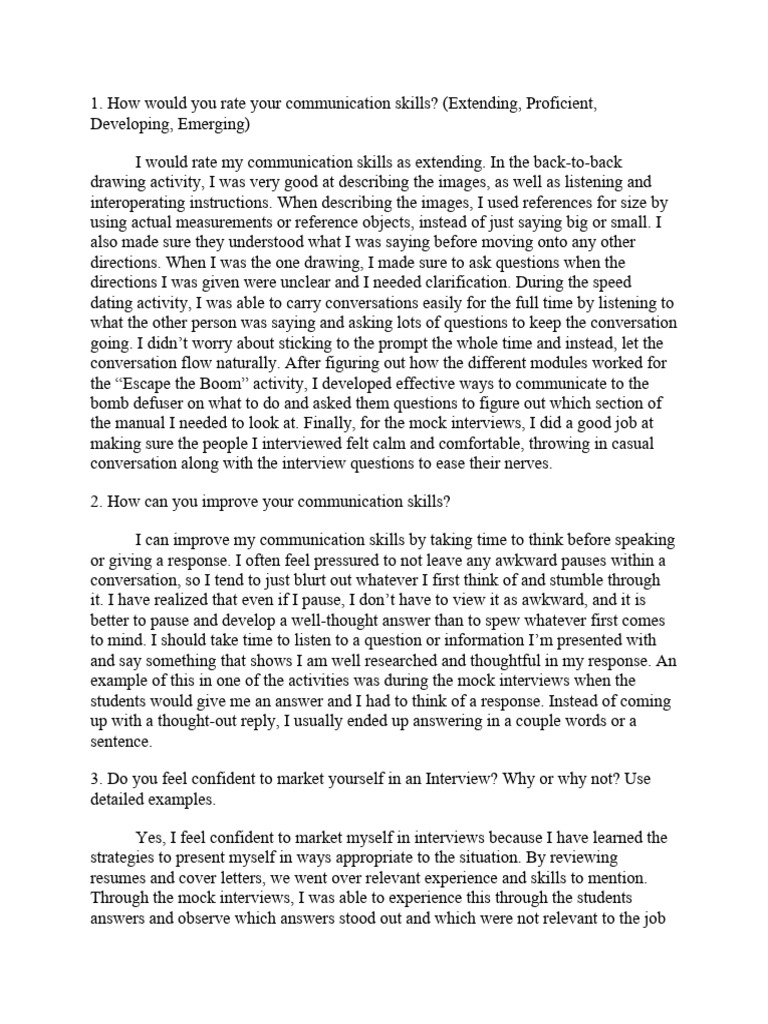 Communication Skills Assignment | PDF | Job Interview | Communication