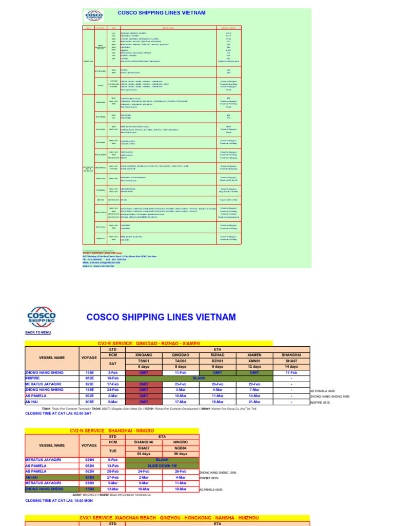 Cosco Schedule - Sea - Intra Asia in Feb 2024 | PDF | Shenzhen | China