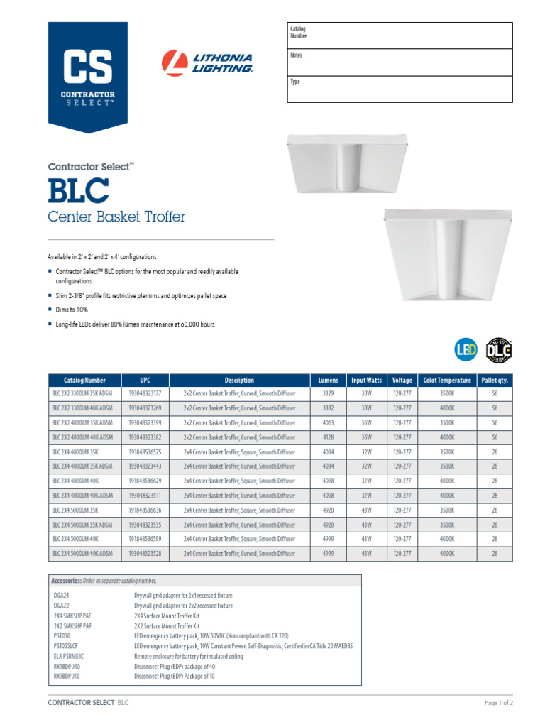 Lithonia Blc Troffer | PDF | Lighting | Light Emitting Diode