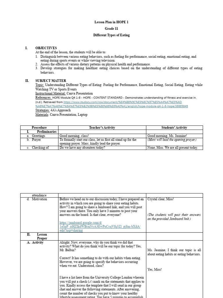 Indefenso - III-30 - Lesson Plan | PDF | Obesity | Health Promotion