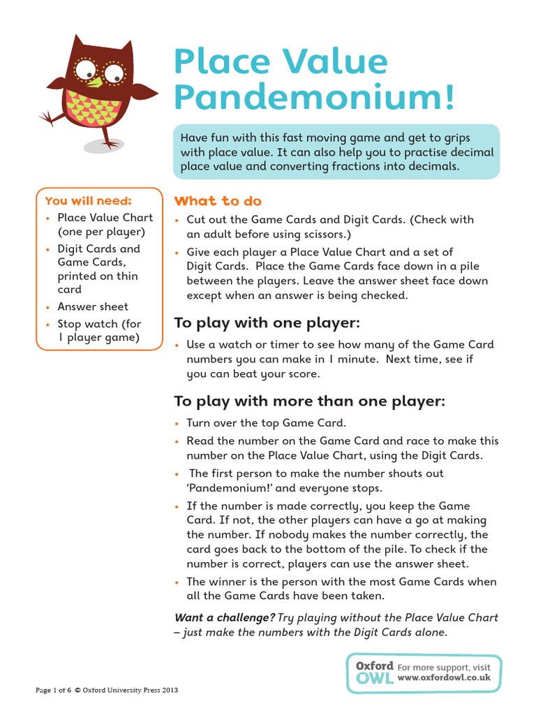 Place Value Pandemonium | PDF | Numbers | Symbols
