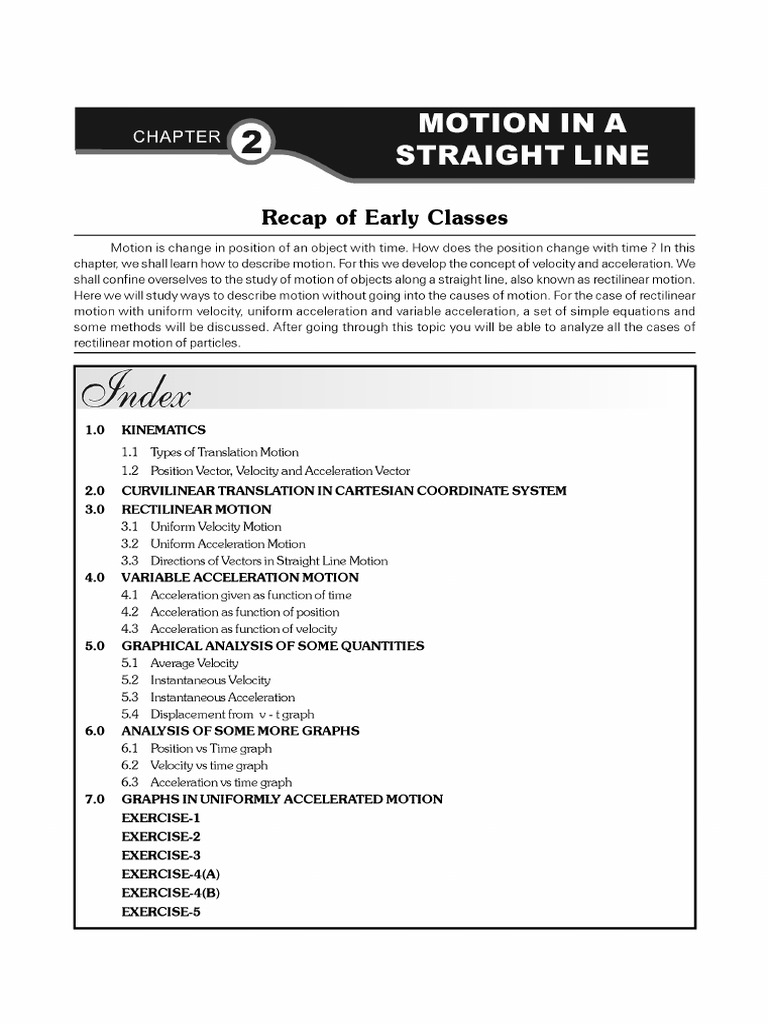 Motion in Straight Line (Theory) Part-1 | PDF
