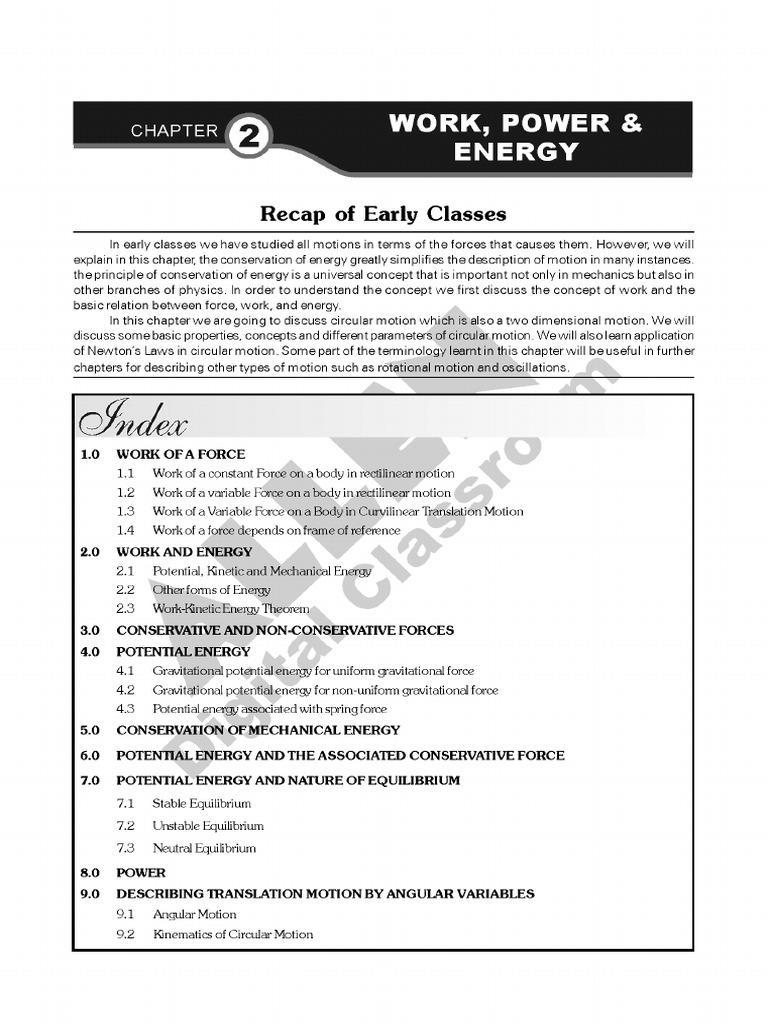 Work, Power & Energy (Theory) Part-1 | PDF