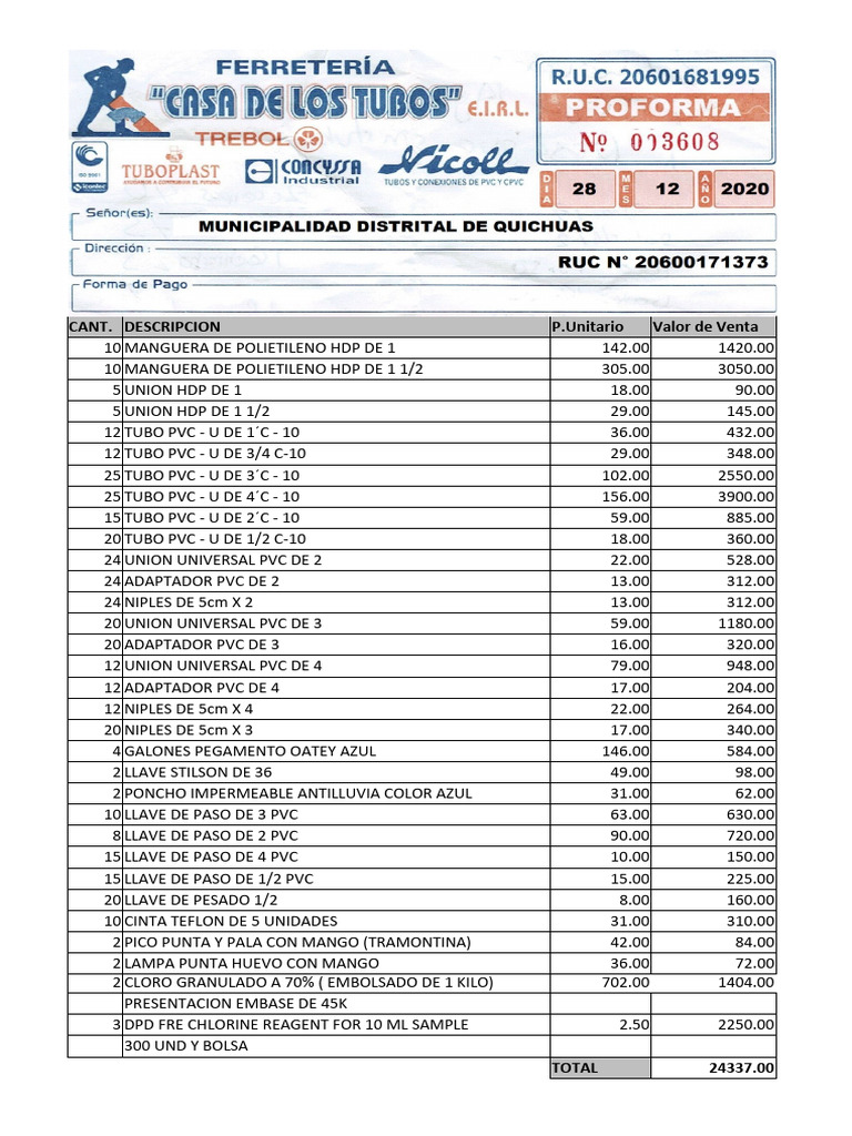 Modelo de Proforma | PDF
