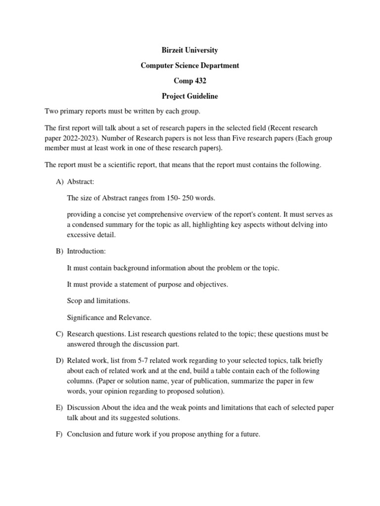 Project Guid Line | PDF | Abstract (Summary) | Cognition