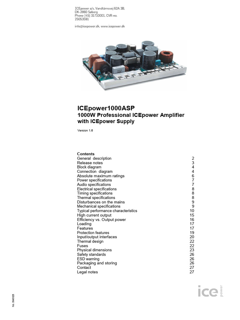 326 106 Icepower 1000asp Class D Amp Module 1x1000w Data Sheet | PDF ...