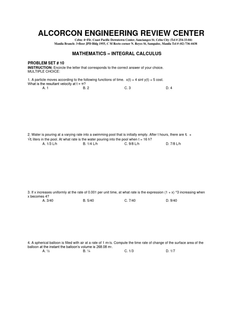 Problem Set Math Day 10 EDITED | PDF | Mathematical Analysis | Mathematics