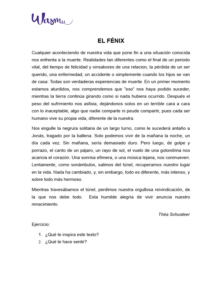 Renacer tras la pérdida: El viaje del Fénix | PDF