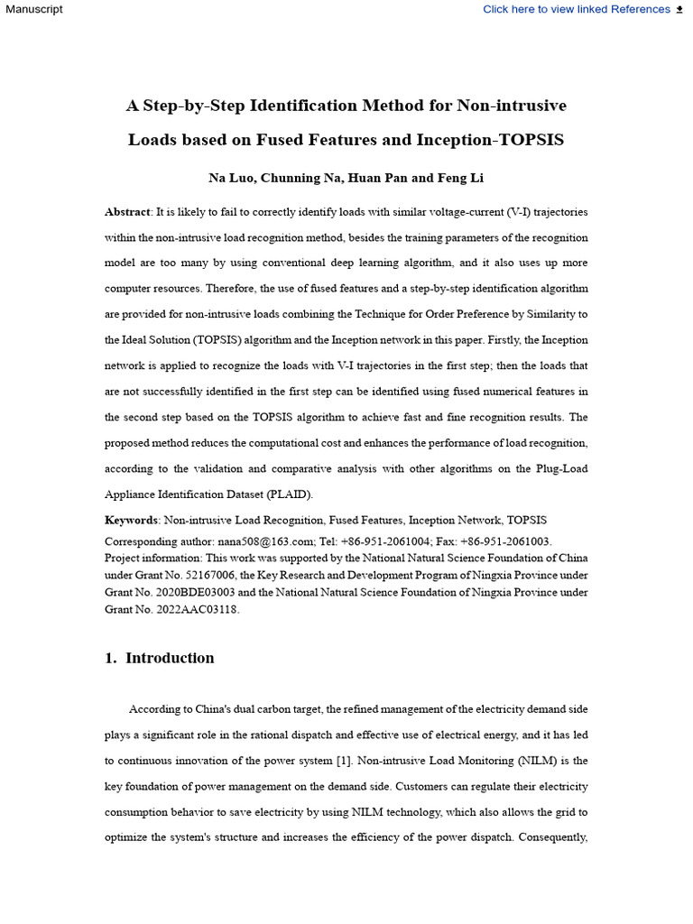 A Step-By-Step Identification Method For Non-Intrusive Loads Based On Fused Features - Removed ...