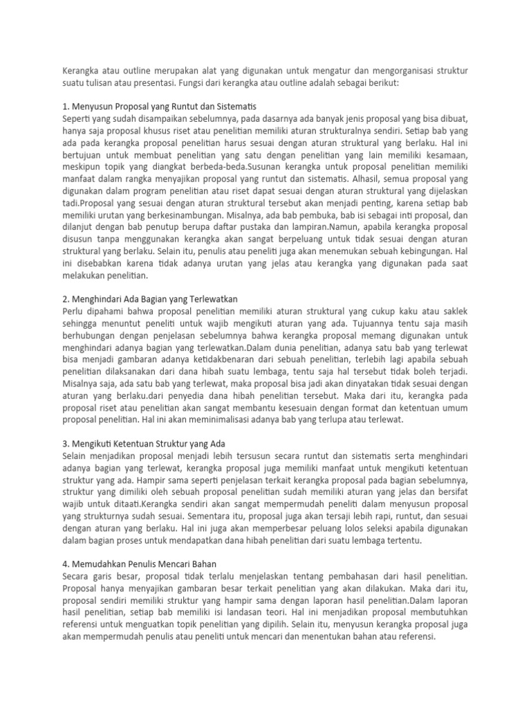 Kerangka Atau Outline Merupakan Alat Yang Digunakan Untuk Mengatur Dan ...