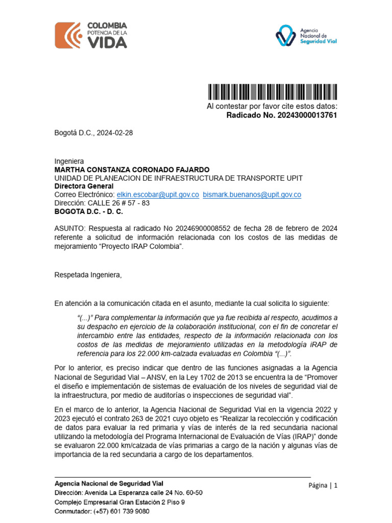 R 20243000013761 Respuesta SolicitudInformacionCostos UPIT 20246900008552 | PDF | Software