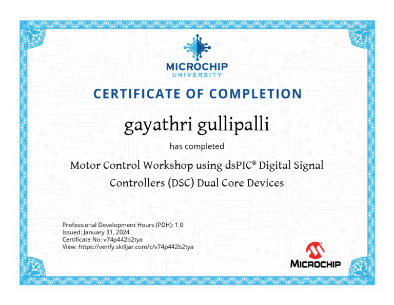 Gayathri Gullipalli: Motor Control Workshop Using Dspic® Digital Signal Controllers (DSC) Dual ...