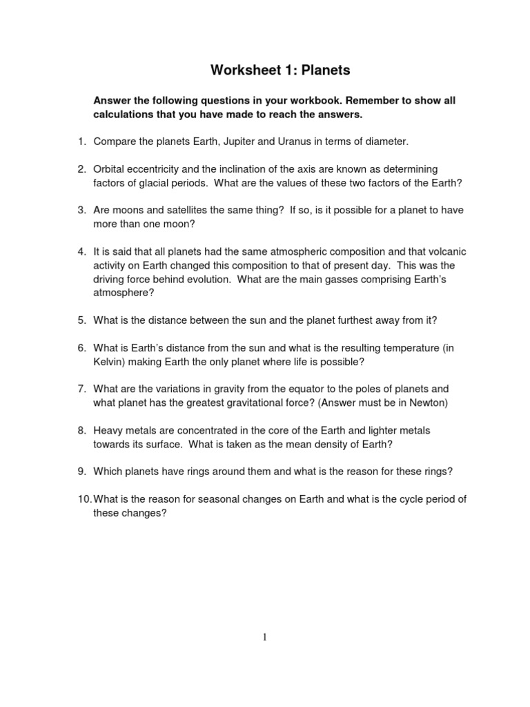 Earth Planet Formation Worksheet | PDF | Travel