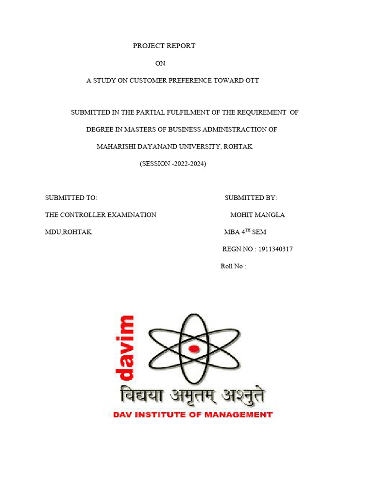 Mohit Project Report | PDF | Streaming Media | Internet