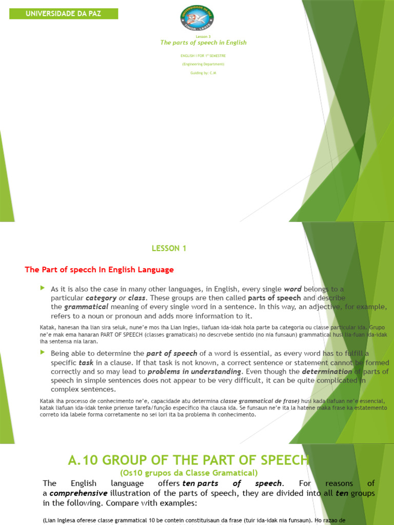 Lesson 3 Part of Speech | PDF | Part Of Speech | Noun Lesson 3 Part of Speech | PDF | Part Of Speech | Noun