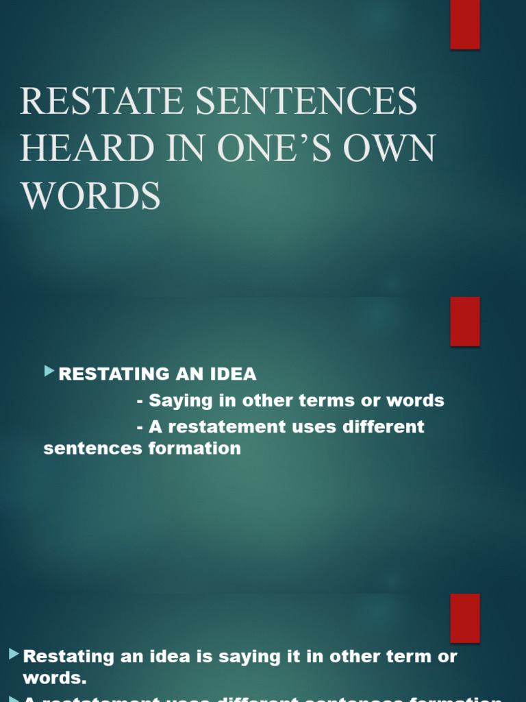 Restating Ideas in Your Own Words | PDF