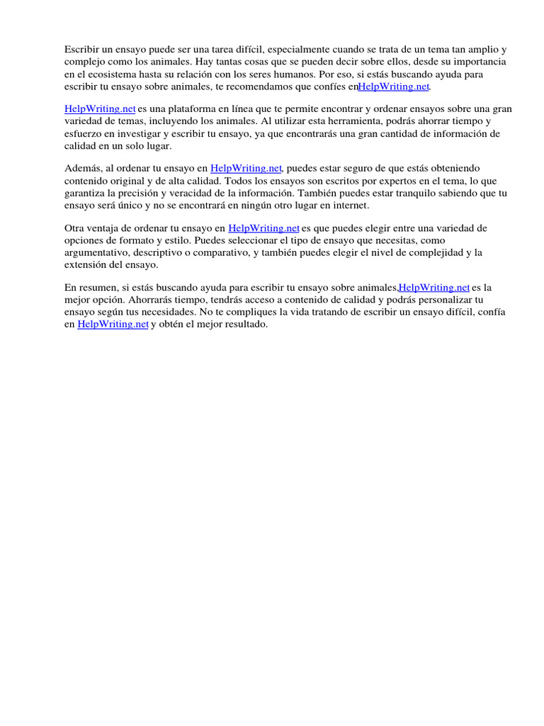 Ensayo Sobre Los Animales | PDF | Ensayos