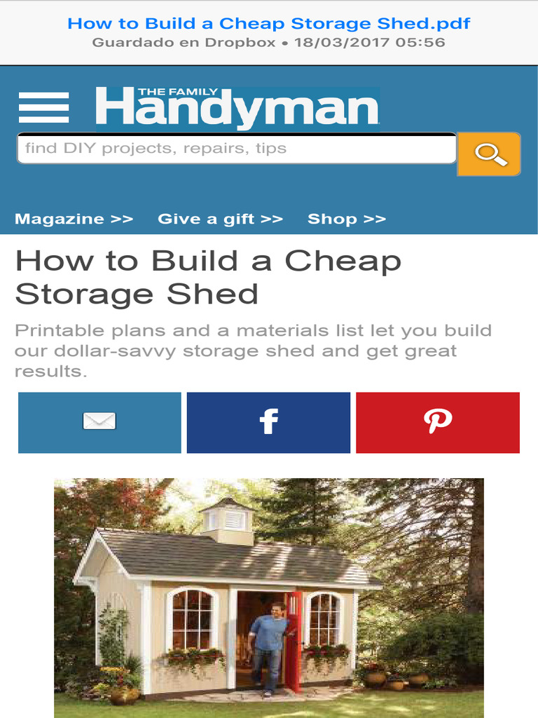 How to Build a Cheap Storage Shed | PDF | Framing (Construction) | Shed