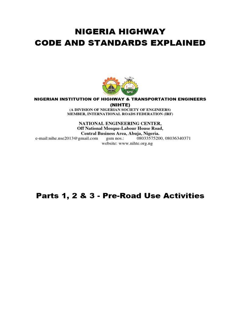 NIGERIA HIGHWAY CODE AND STANDARDS PARTS 1-2-3 EXPLAINED 2022 | PDF ... NIGERIA HIGHWAY CODE AND STANDARDS PARTS 1-2-3 EXPLAINED 2022 | PDF ...